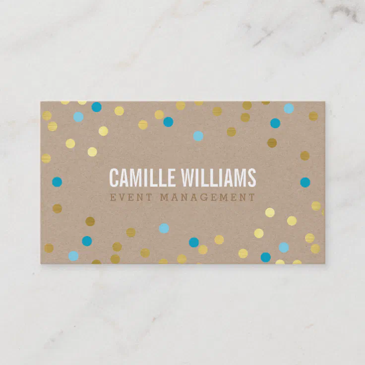 PLAIN BOLD MINIMAL confetti gold aqua blue kraft Business Card | Zazzle
