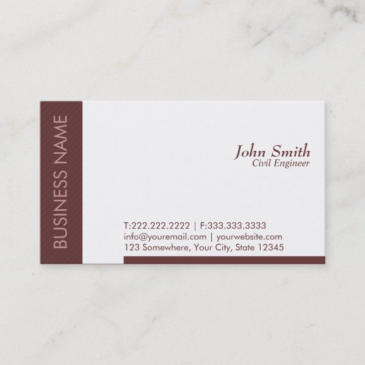 Plain Brown Civil Engineer Business Card | Zazzle