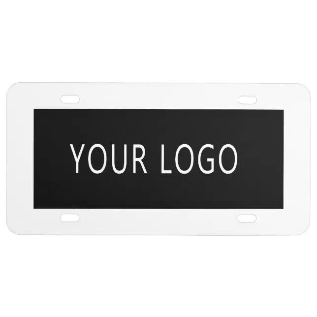 Plain Company Business Only Logo Branded White License Plate | Zazzle