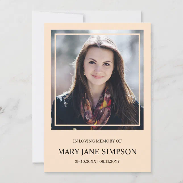 Plain Cream In loving memory Funeral Photo | Zazzle