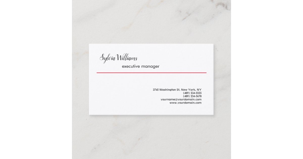 Plain Creative Modern Minimalist Red White Business Card | Zazzle