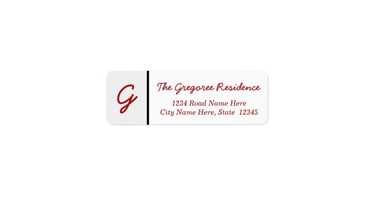 Plain & Custom Initial Letter Return Address Label | Zazzle