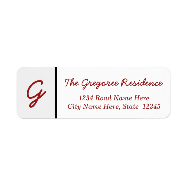 Plain & Custom Initial Letter Return Address Label | Zazzle