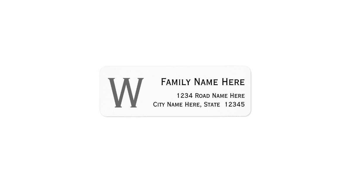 Plain, Custom Initial Letter Return Address Label | Zazzle