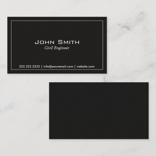 Plain Dark Civil Engineer Business Card | Zazzle