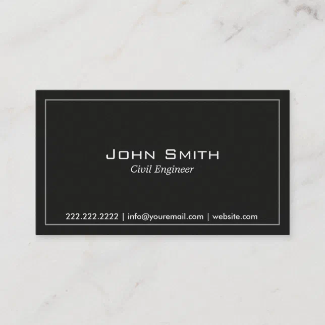 Plain Dark Civil Engineer Business Card | Zazzle