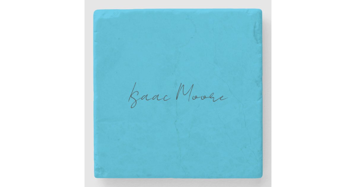 Plain Elegant Blue Script Calligraphy Name Stone Coaster | Zazzle