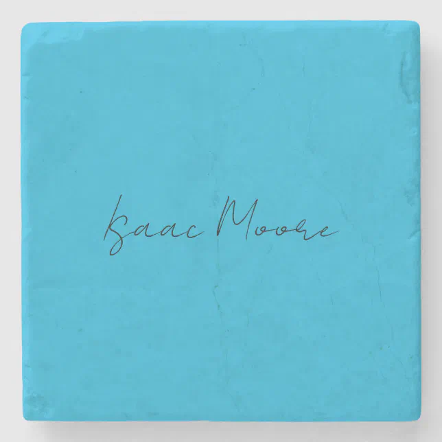 Plain Elegant Blue Script Calligraphy Name Stone Coaster | Zazzle