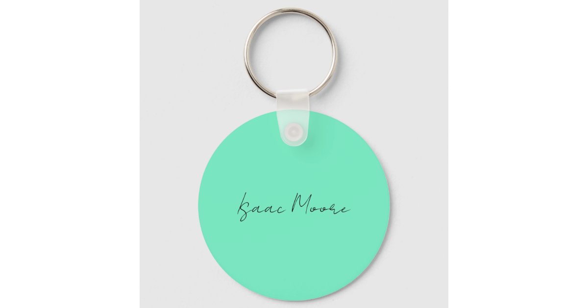 Plain Elegant Green Blue Script Calligraphy Name Keychain | Zazzle