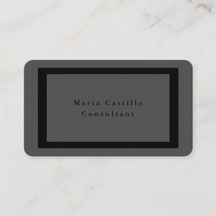 Plain Elegant Grey Black Bold Border Minimalist Business Card | Zazzle.com