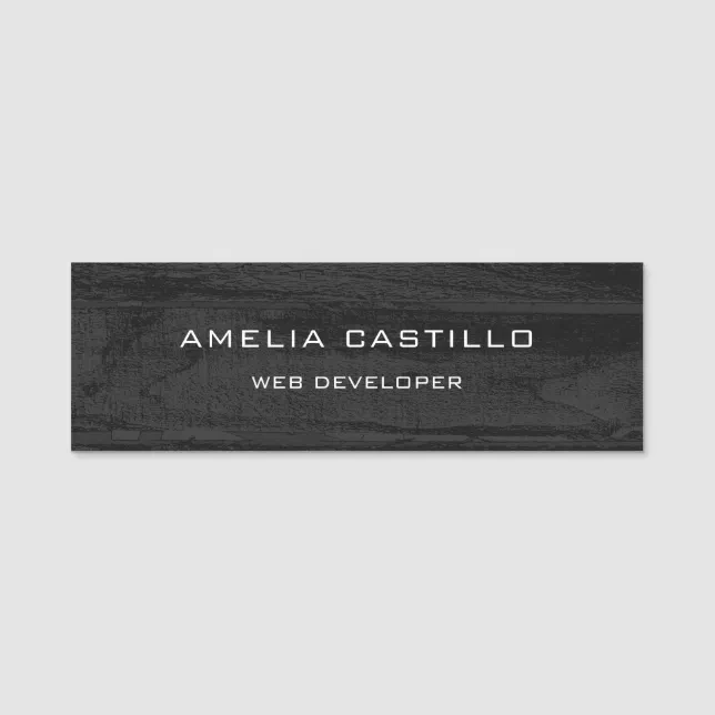 Plain Elegant Grey Wood Design Minimalist Modern Name Tag | Zazzle