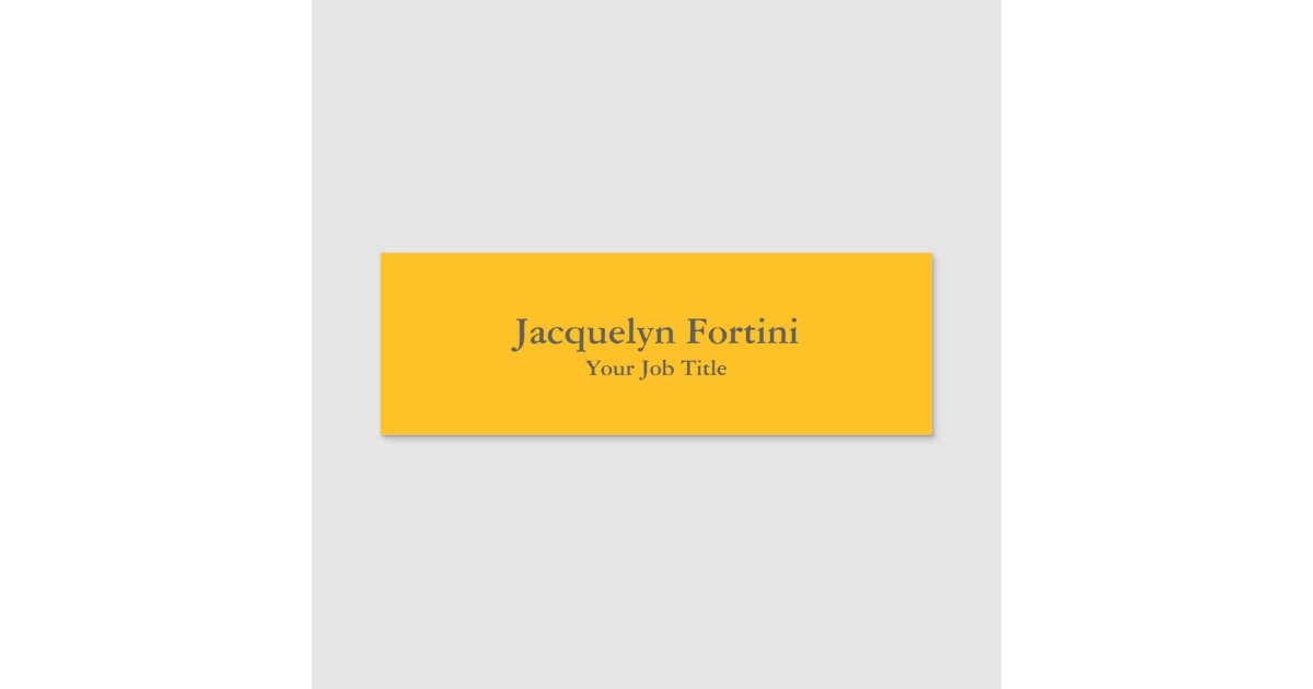 Plain Elegant Modern Minimalist Yellow Name Tag | Zazzle