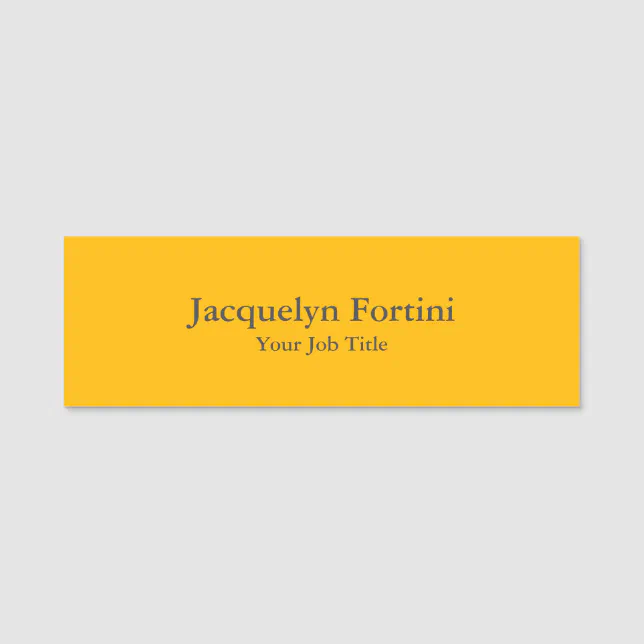 Plain Elegant Modern Minimalist Yellow Name Tag | Zazzle