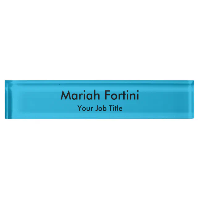 Plain Elegant Modern Minimalist Your Name Blue Desk Name Plate | Zazzle