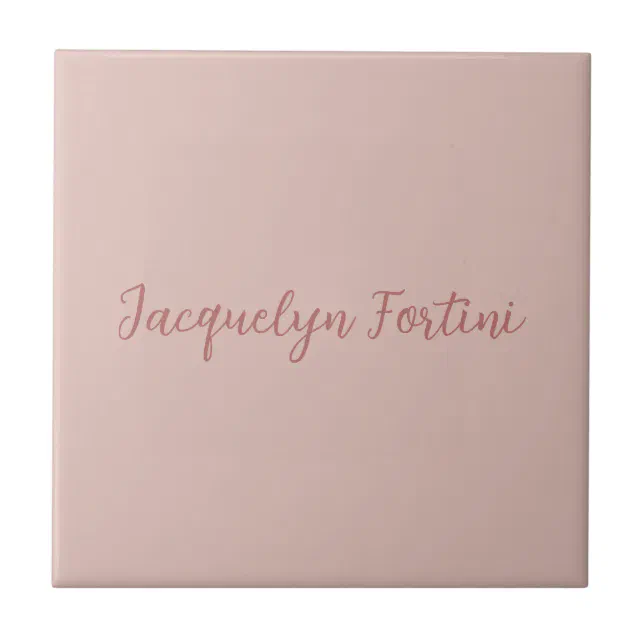 Plain Elegant Rose Gold Calligraphy Script Name Ceramic Tile | Zazzle