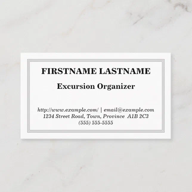 Plain Excursion Organizer Business Card | Zazzle