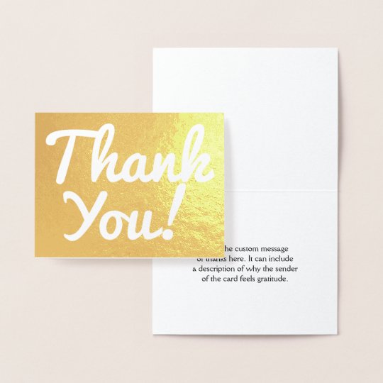 Plain Gold Foil "Thank You!" Card | Zazzle.com