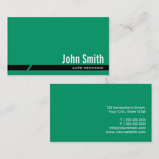 Plain Green Auto Mechanic Business Card | Zazzle