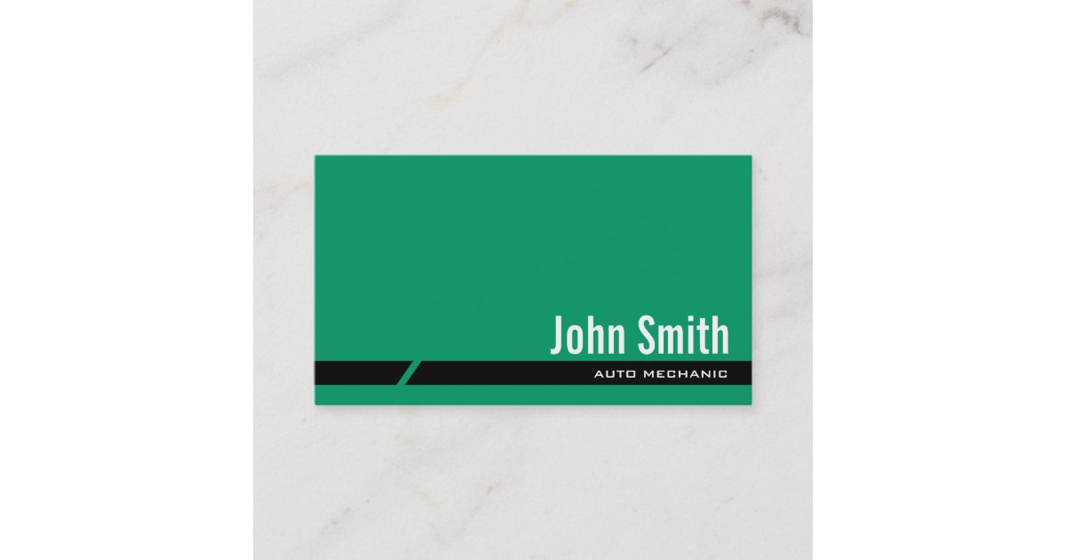 Plain Green Auto Mechanic Business Card | Zazzle