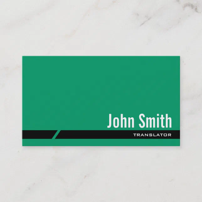 Plain Green Black Stripe Translator Business Card | Zazzle