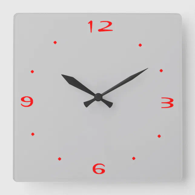 Plain Grey and Red > Kitchen Clocks | Zazzle