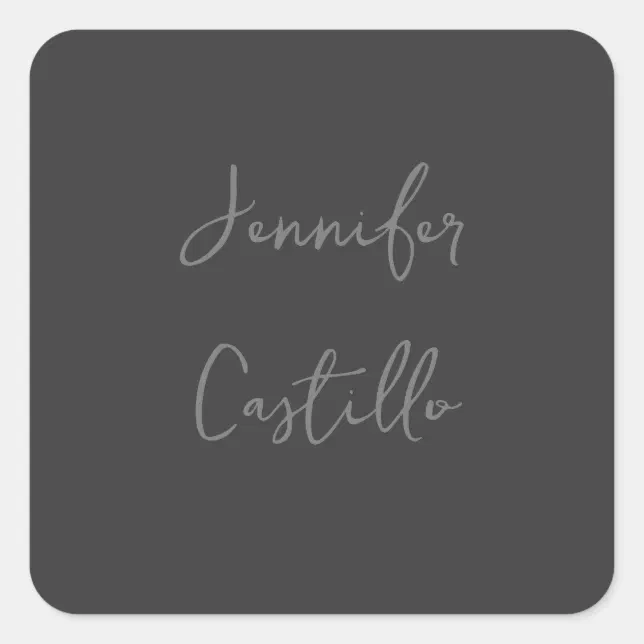 Plain Grey Minimalist Modern Calligraphy Square Sticker | Zazzle