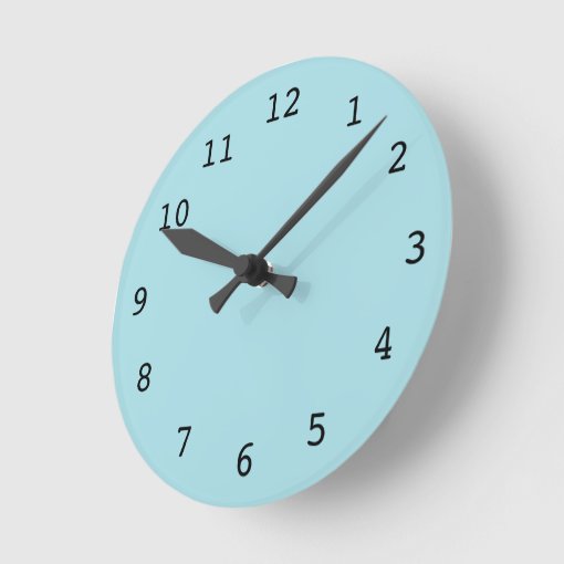 Plain light blue clock | Zazzle