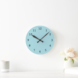 Plain light blue clock | Zazzle