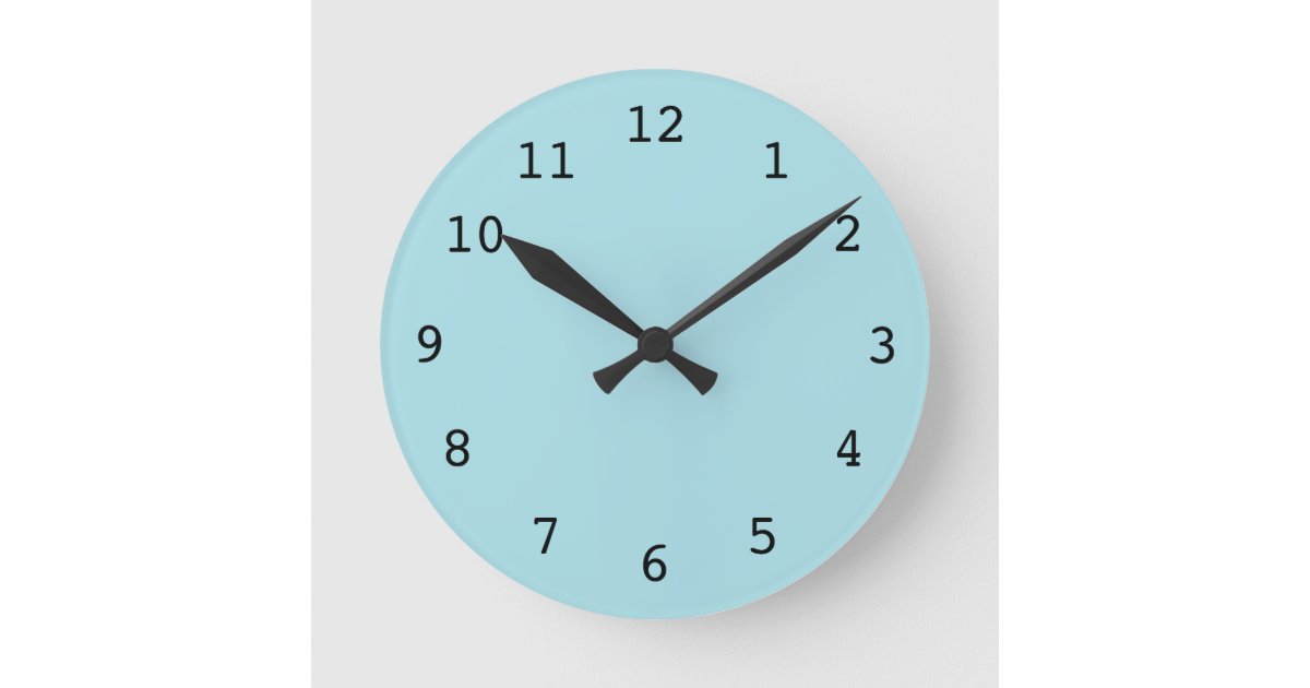 Plain light blue clock | Zazzle