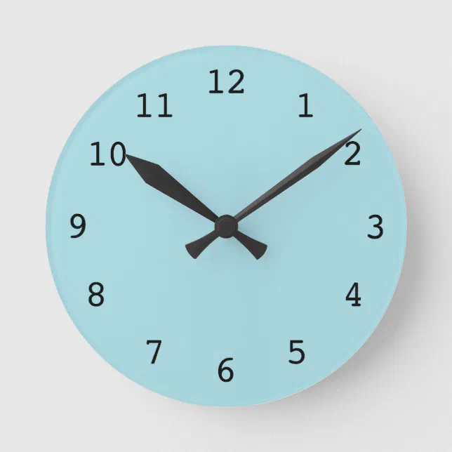 Plain light blue clock | Zazzle
