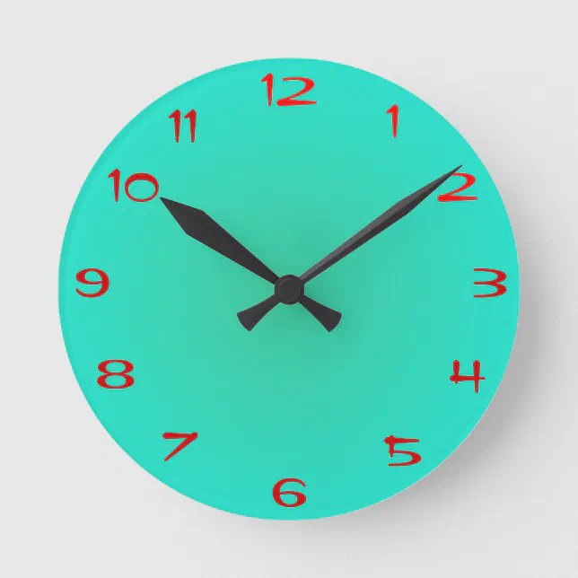 Plain Lime Warm Green >Kitchen Clock with Numbers | Zazzle