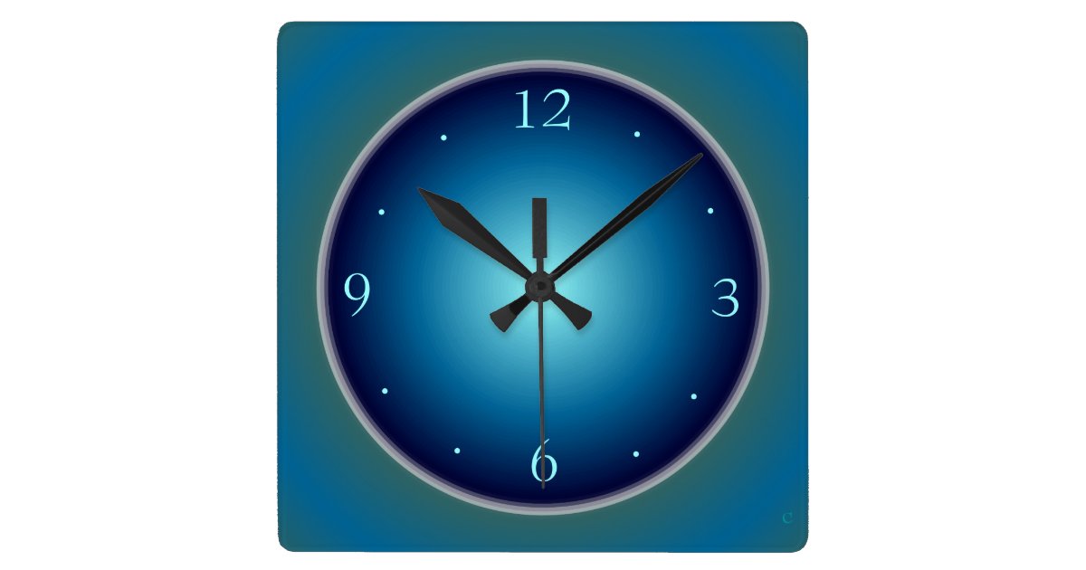 Plain Luminous Blue/ Green>Wall Clock | Zazzle.com