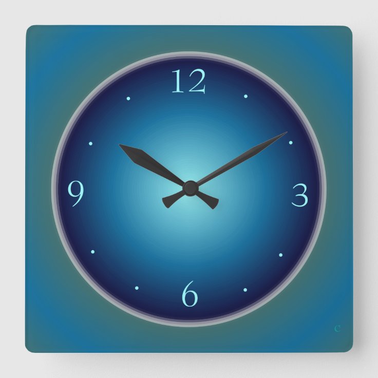 Plain Luminous Blue/ Green>Wall Clock | Zazzle