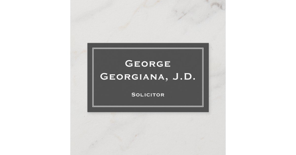 Plain & Minimal Solicitor Business Card | Zazzle