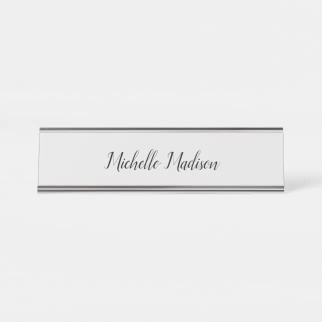 Plain Minimalist Modern Handwriting Calligraphy Desk Name Plate | Zazzle