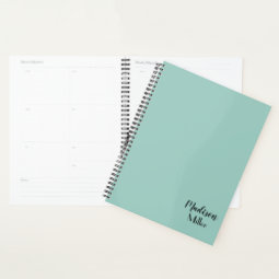 Plain Mint Green Personalized Planner | Zazzle