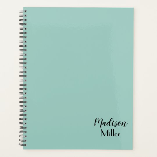 Plain Mint Green Personalized Planner | Zazzle.com