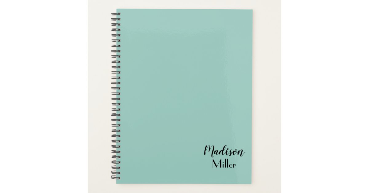 Plain Mint Green Personalized Planner | Zazzle