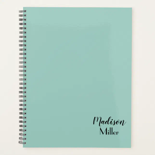 Plain Mint Green Personalized Planner | Zazzle