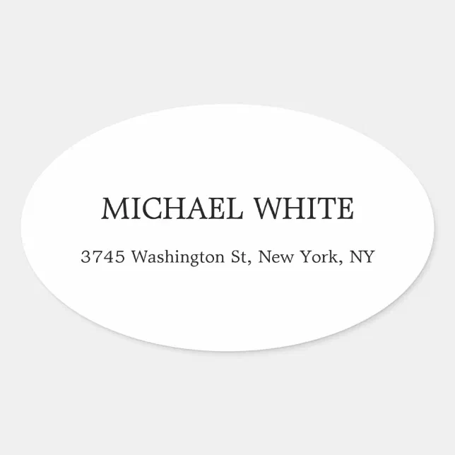 Plain Modern Black & White Minimalist Oval Sticker | Zazzle
