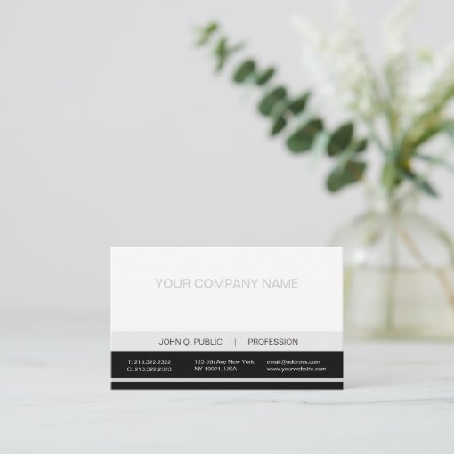 Plain Modern Professional Black White Grey Matte Business Card | Zazzle