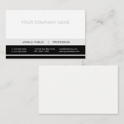 Plain Modern Professional Black White Grey Matte Business Card | Zazzle