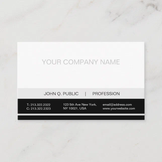 Plain Modern Professional Black White Grey Matte Business Card | Zazzle