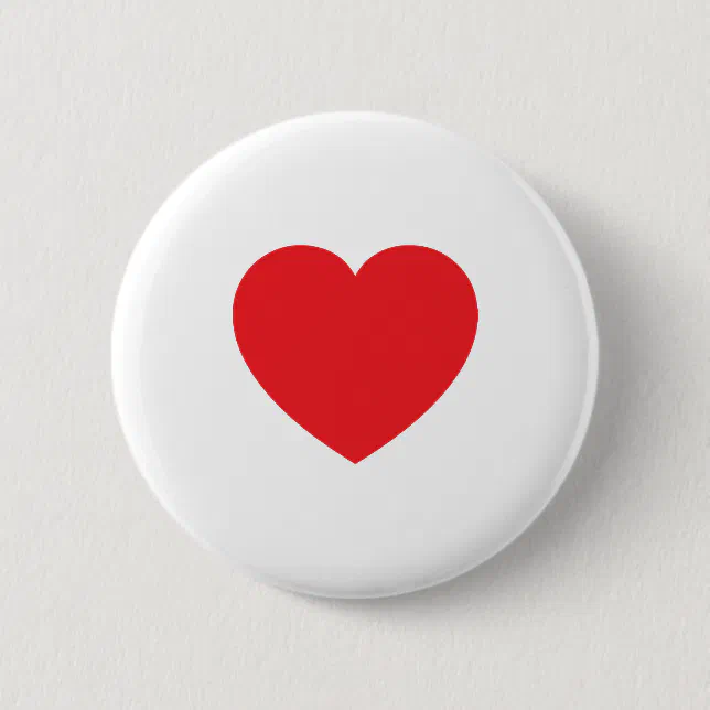 Plain Modern White Red Love Heart Graphic Button | Zazzle