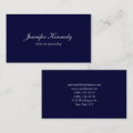 Plain Navy Blue Simple Classical Handwriting Business Card | Zazzle