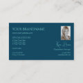 Plain Ocean Blue with Monogram Photo and Jewels Business Card | Zazzle