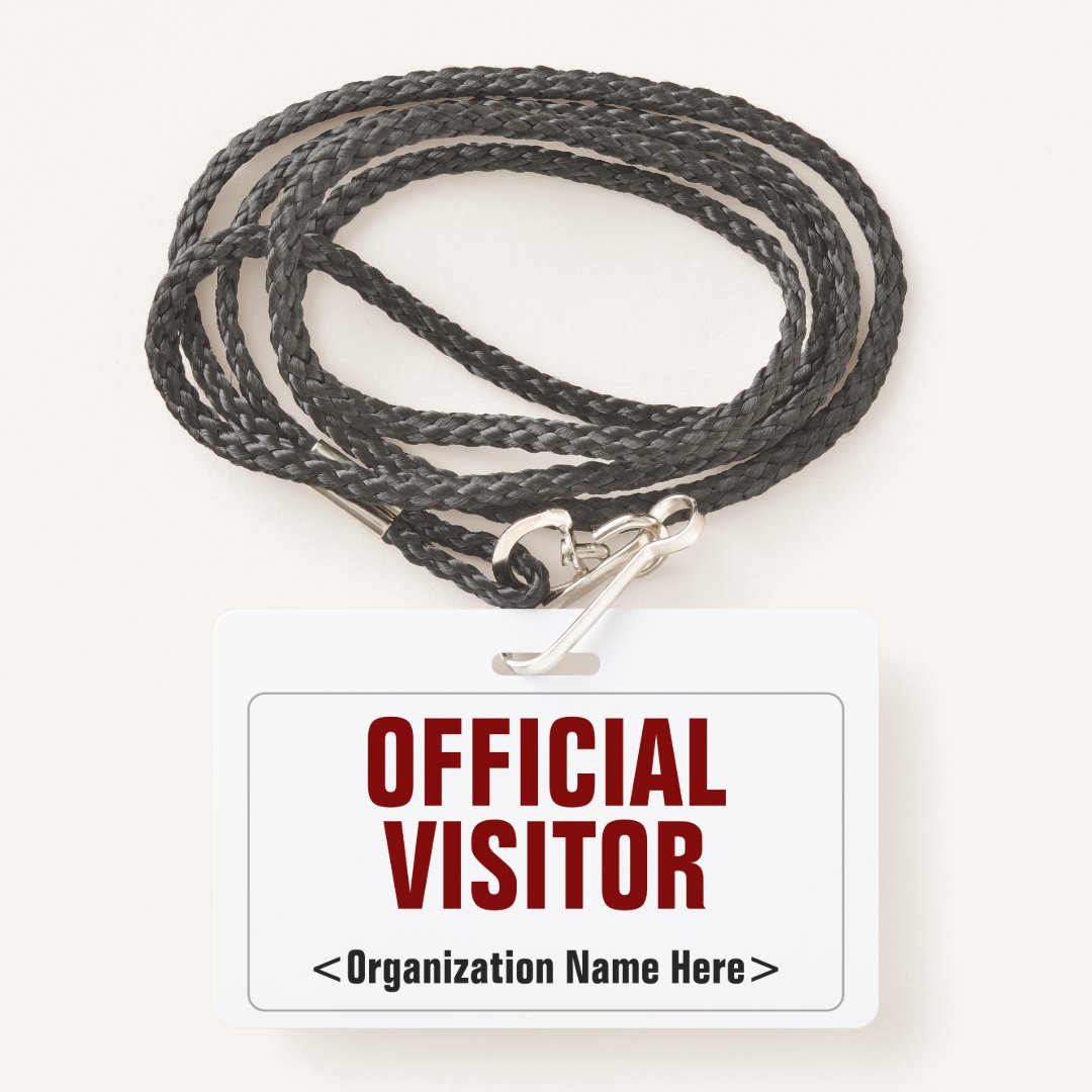 Plain "OFFICIAL VISITOR" Badge | Zazzle