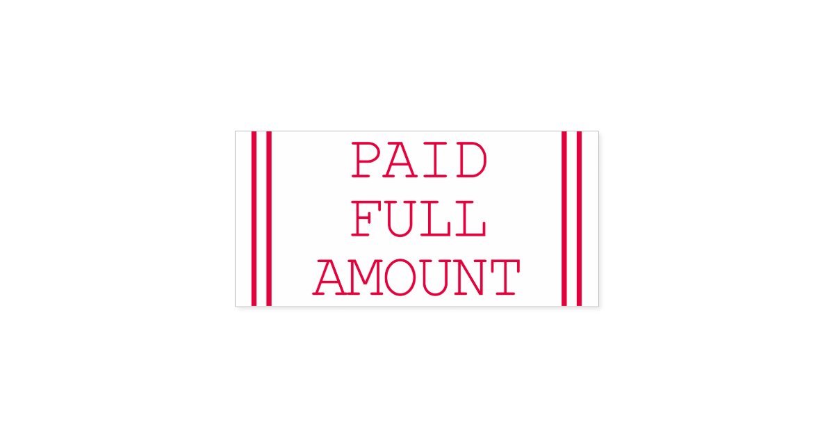 Plain "PAID FULL AMOUNT" Rubber Stamp | Zazzle