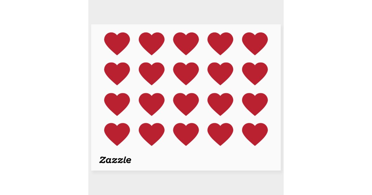 Plain paprika red heart sticker | Zazzle