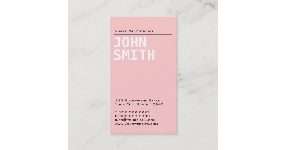 Plain Pink Nurse Practitioner Business Card | Zazzle